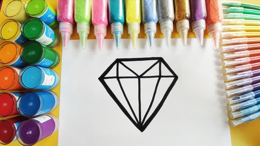 儿童简笔画教程,画一颗彩色大钻石,#寓教于乐,寓学于乐#