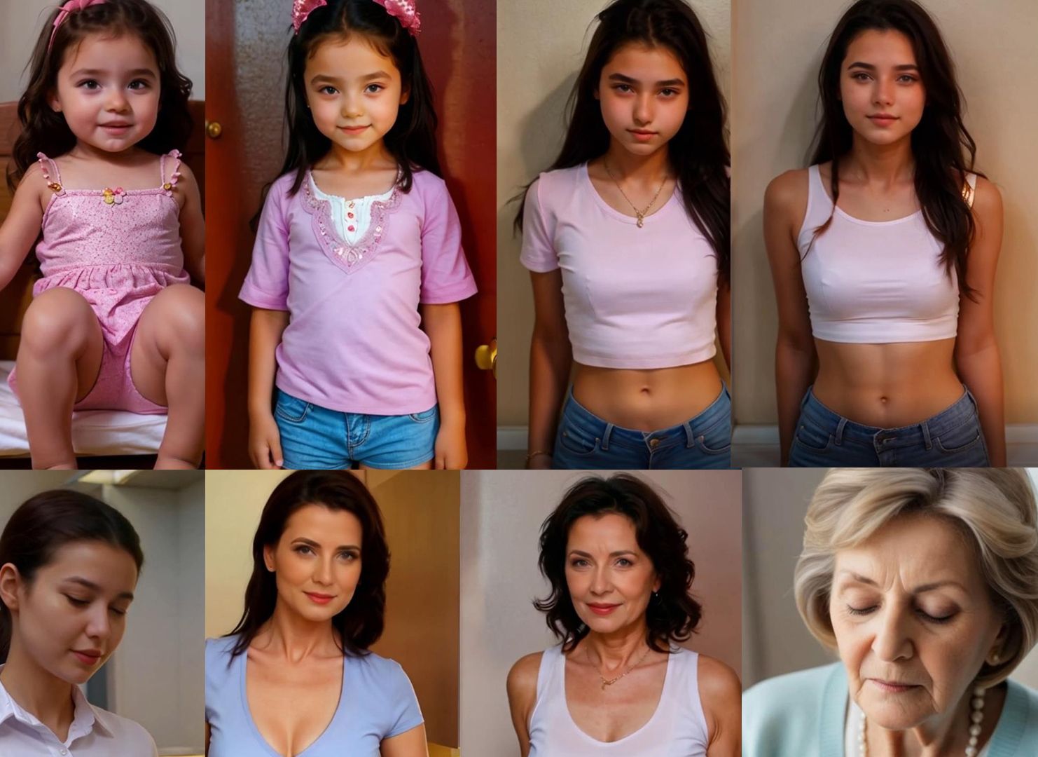 女孩的一生!AI记录女孩从1岁到80岁的成长过程