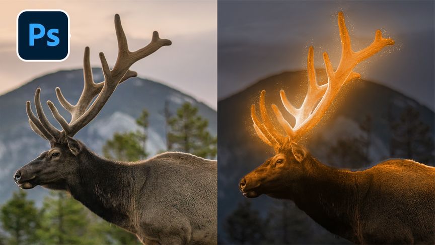 PS创意-高级发光教程 图层混合模式的应用 会发光的驯鹿