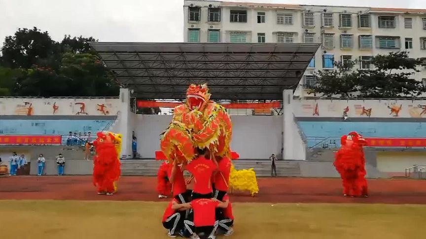 乐东中学帅炸裂的舞龙舞狮队ߑ�❤️武术表演也要点赞
