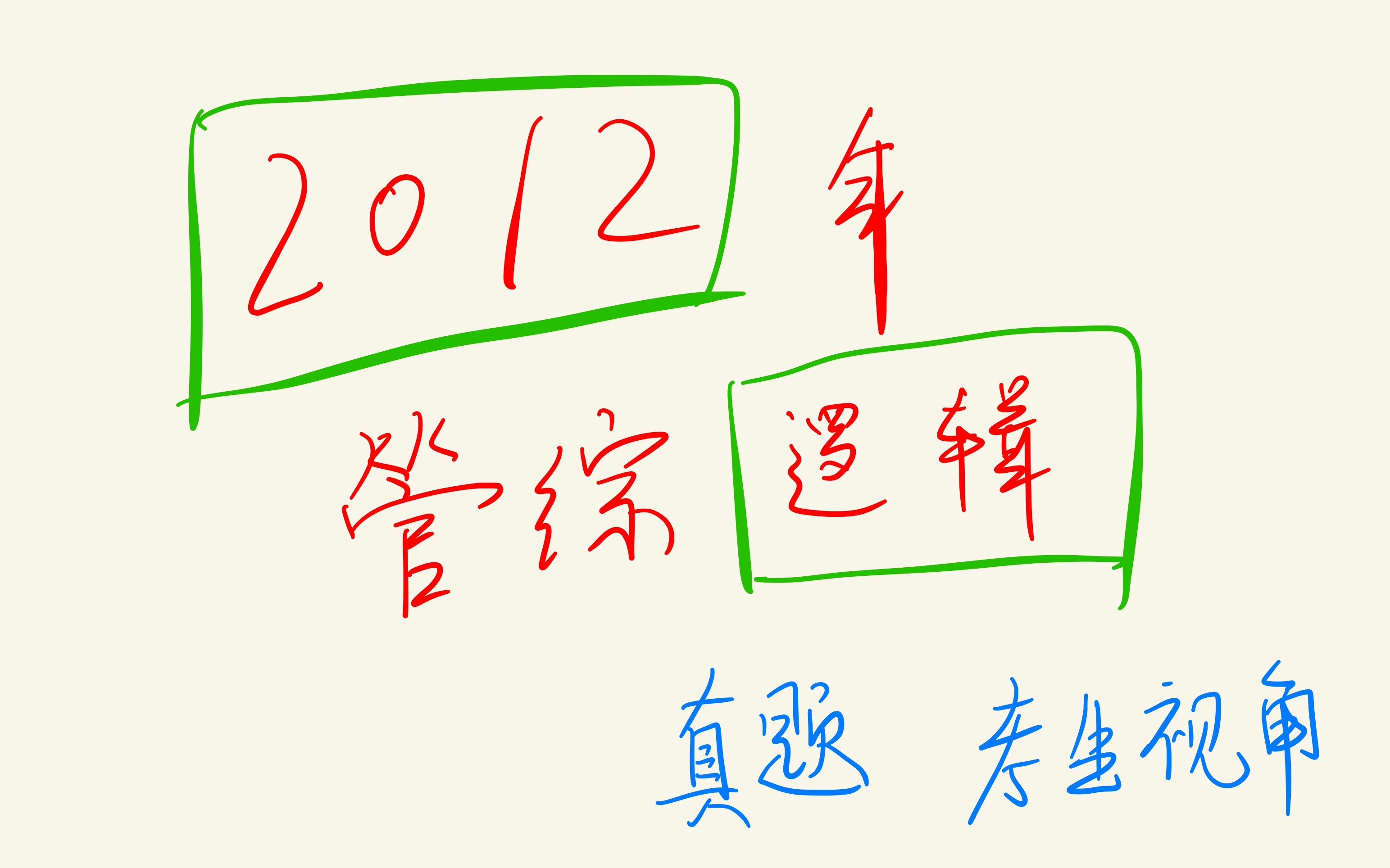 【40min逻辑计划】2012年管综逻辑真题解析考生视角