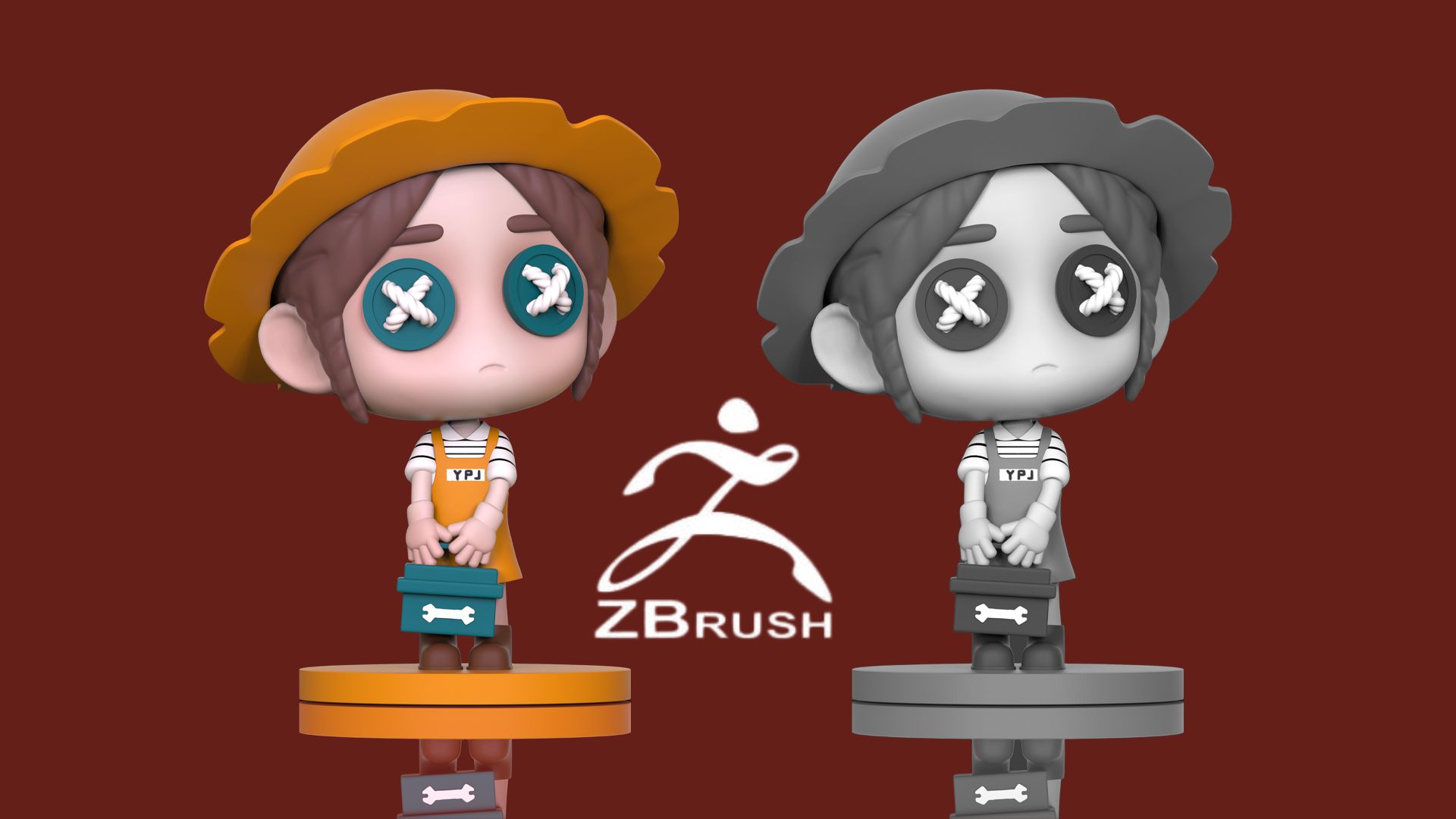 【ZBrush新手教程】第五人格园丁角色手办模型雕刻,30分钟建模+上色...