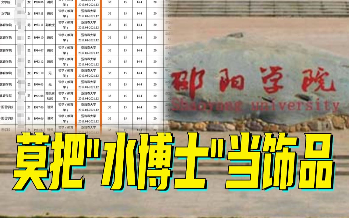 地方院校引进“水博士”:把学历提升当装饰学校门面饰品