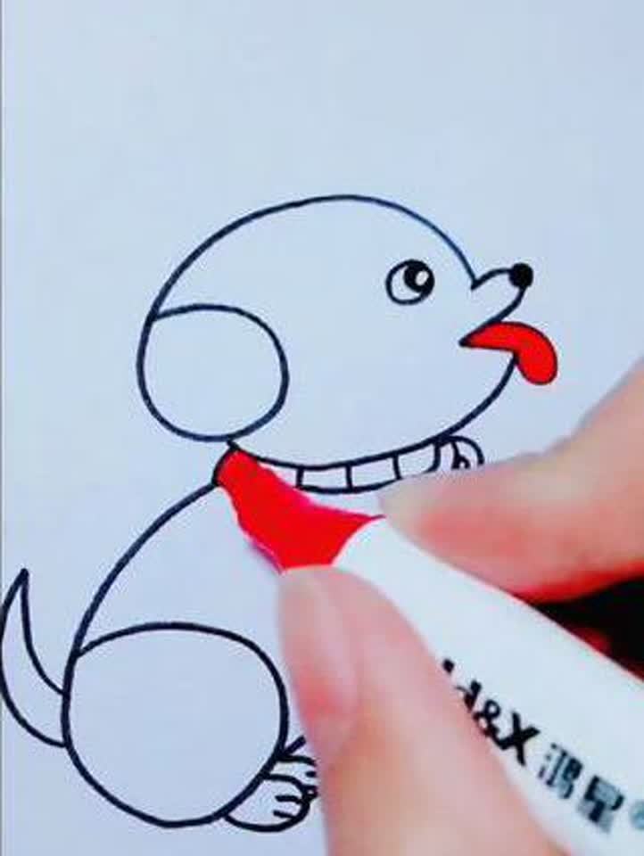 幼儿园简笔画~小狗#一学就会的简笔画 #跟着学画画 #小猪佩奇儿童...