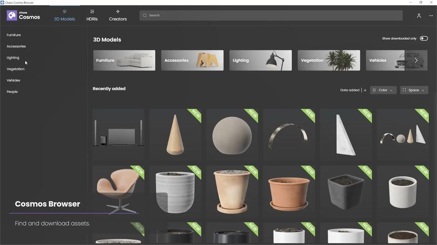 VR5.1官方模型库支持3D,SU,C4D等主流3维软件