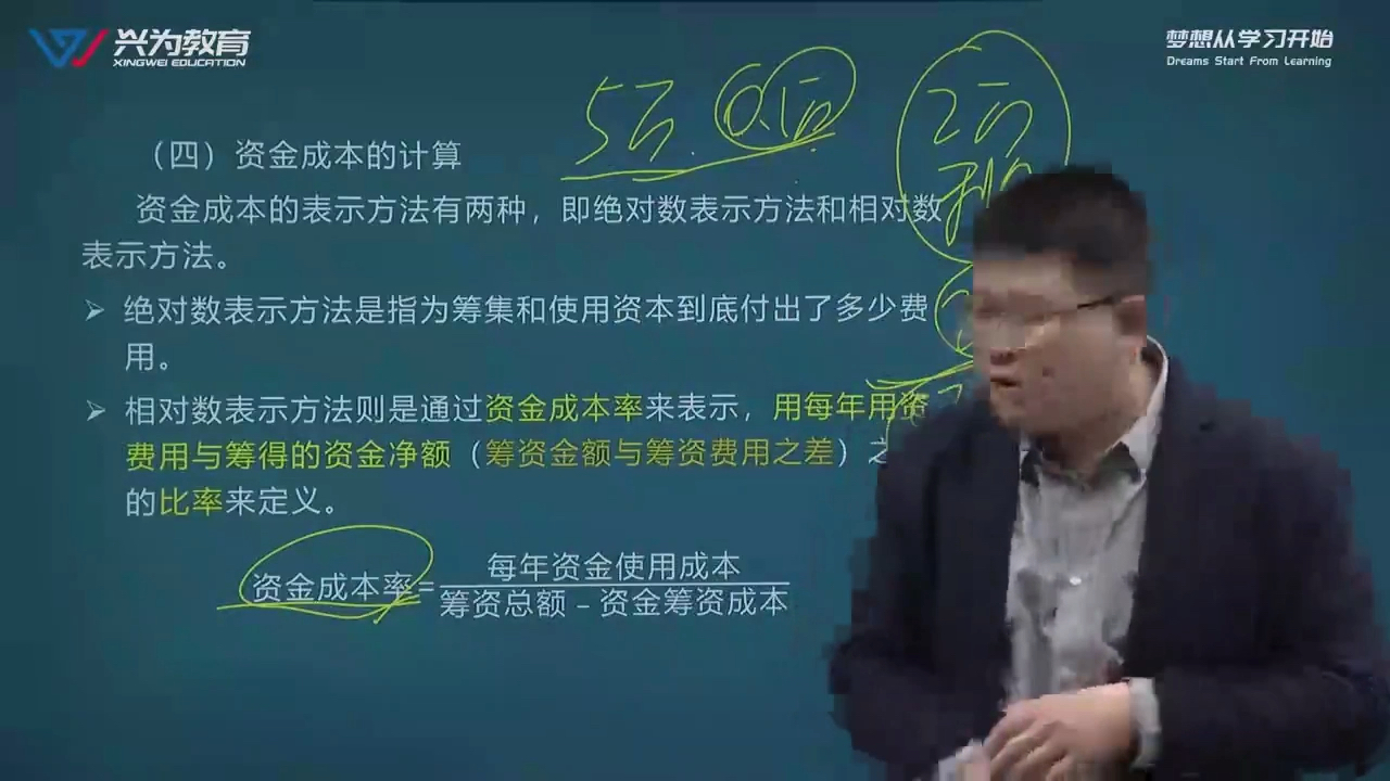 资金成本率,利息除减手续费的净值。