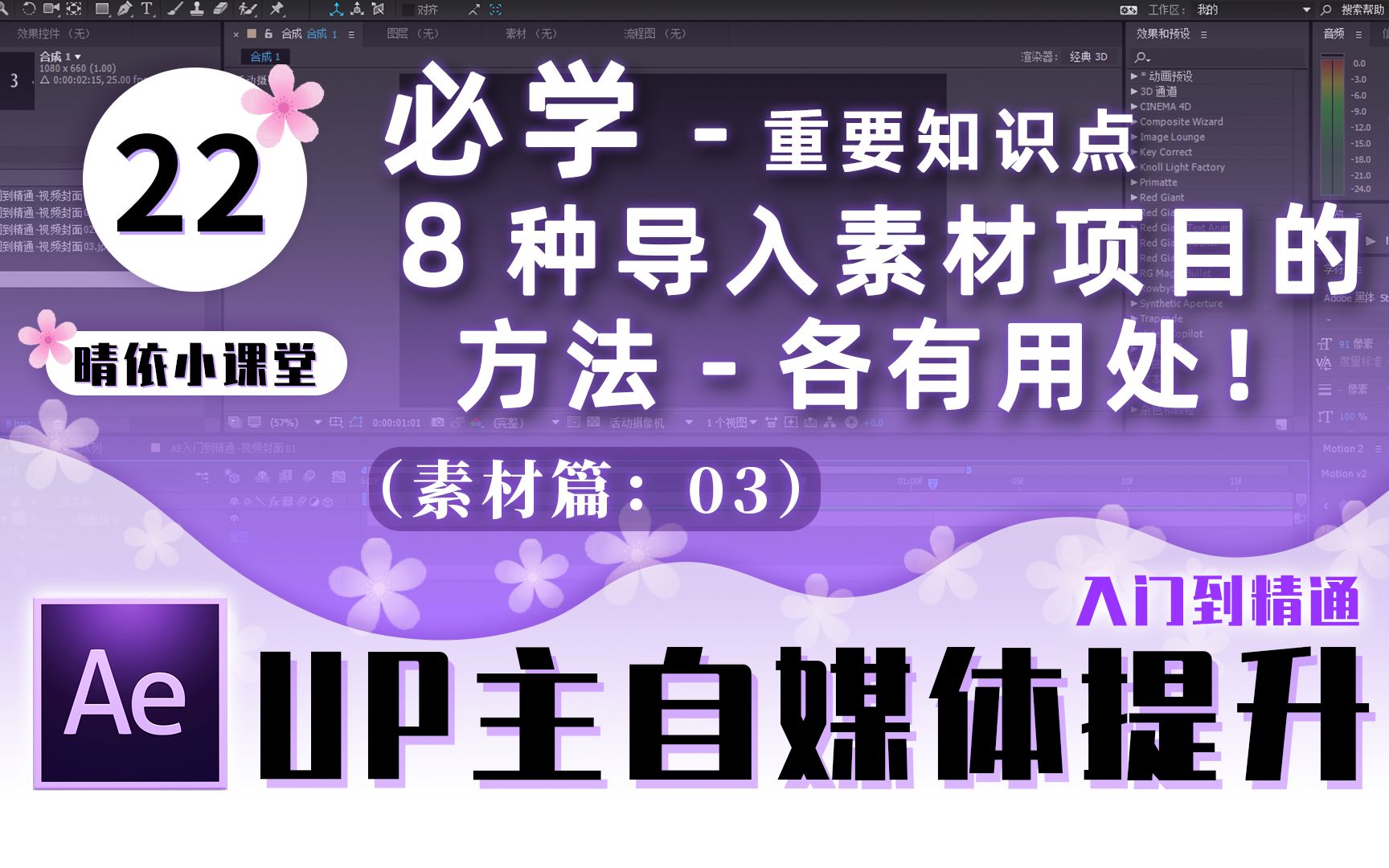 【AE教程】22:8种导入素材项目的方法,大有用处!「晴依小课堂」5...