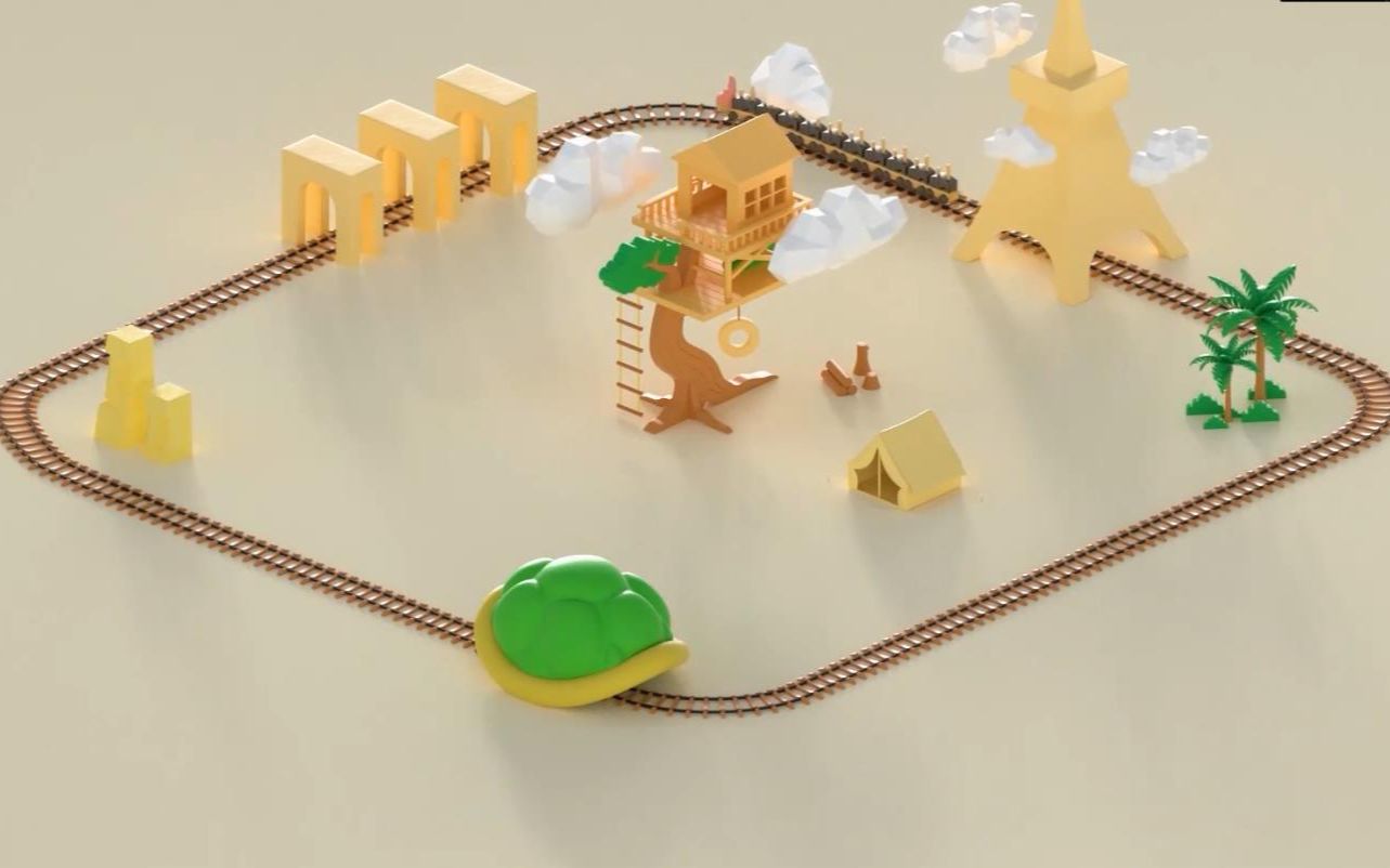 【C4D教程】一个超有意思的卡通风格火车小动画,一起来学习吧!