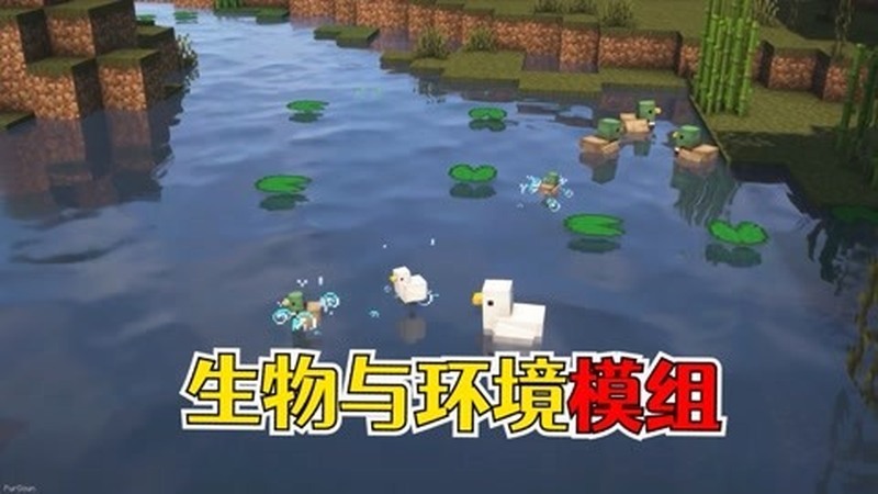 我的世界:5个关于生物与环境的模组,小河边可爱的鸭子