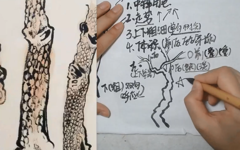 【国画基础】山水画基础技法讲解-树法,自学必知!