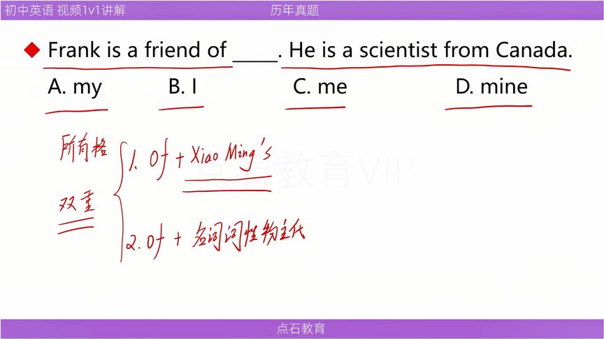初中英语 真题答疑 第100讲 时态问题,什么是双重所有格?
