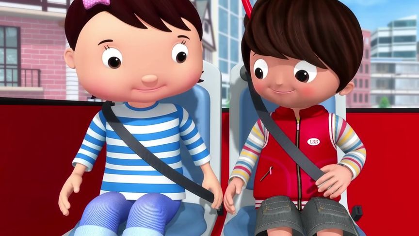 少儿动画,妈妈带着小宝宝坐公交车,有趣极了