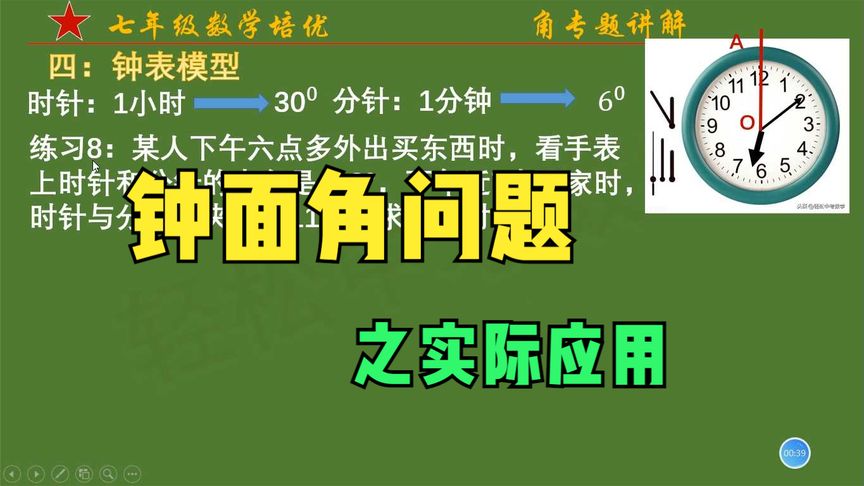 初一上数学培优:钟面角问题之实际应用