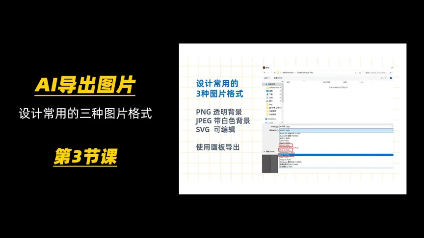 第3节课 AI导出图片 AI基础入门课程 图片的导出方法 图片格式