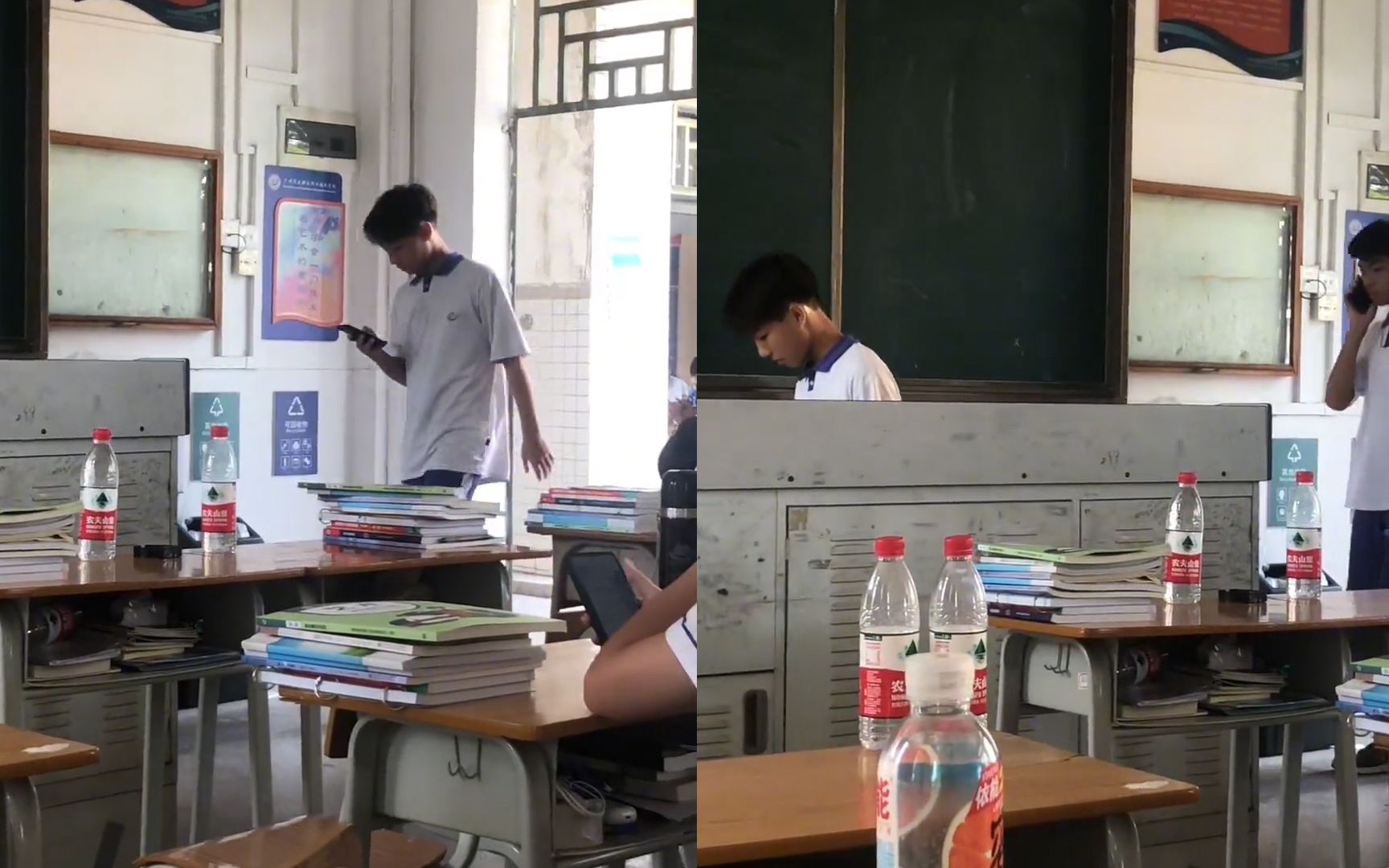 作业还是太少了!学生在教室讲台模拟扶手电梯,效果逼真惊呆网友