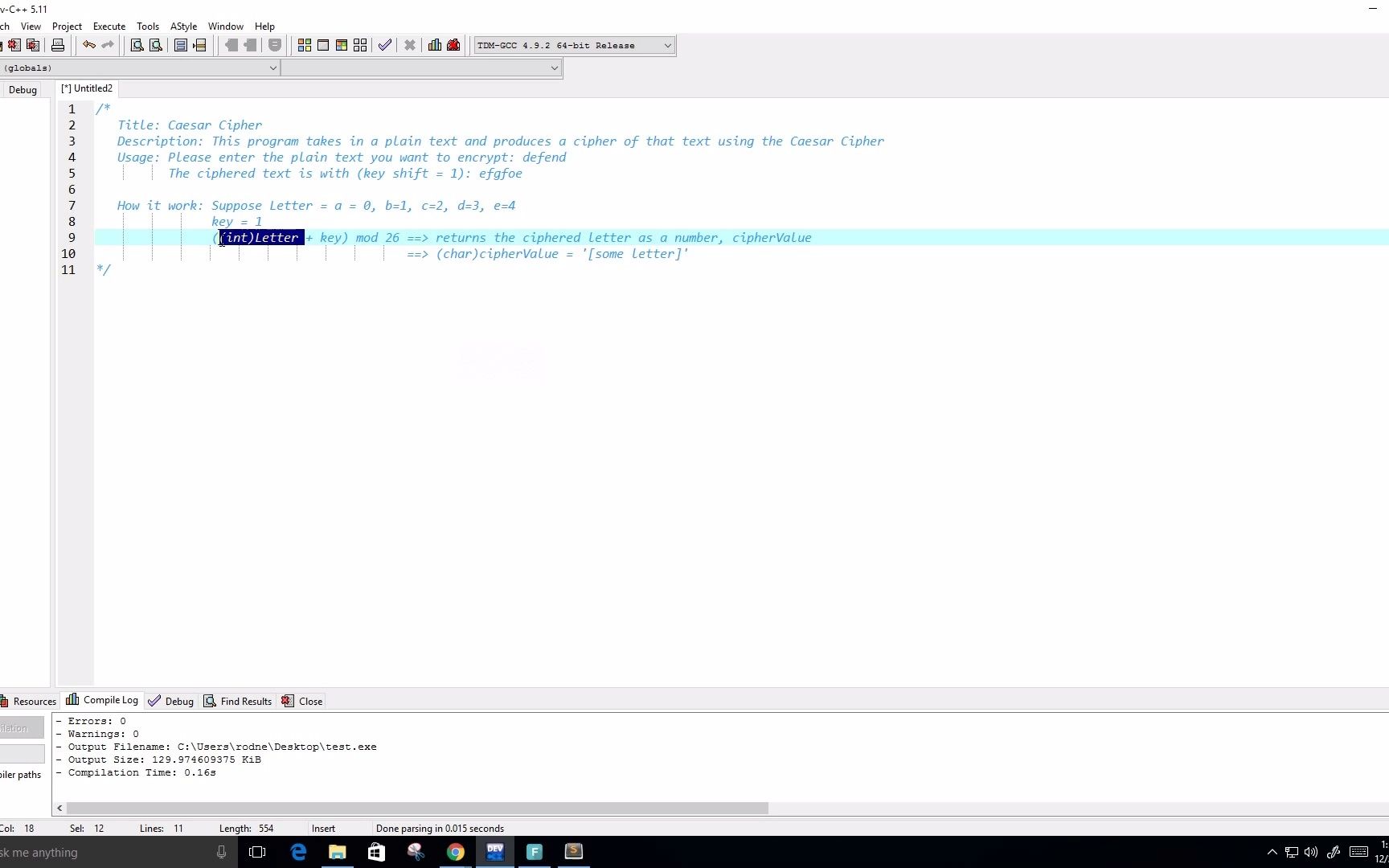 Caesar Cipher C Program| 凯撒密码C计划