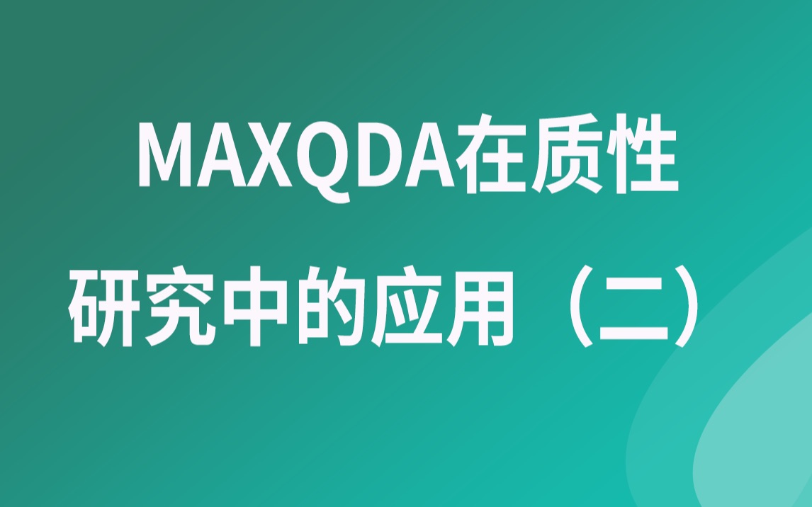 MAXQDA软件教程--MAXQDA在质性研究中的应用(二)