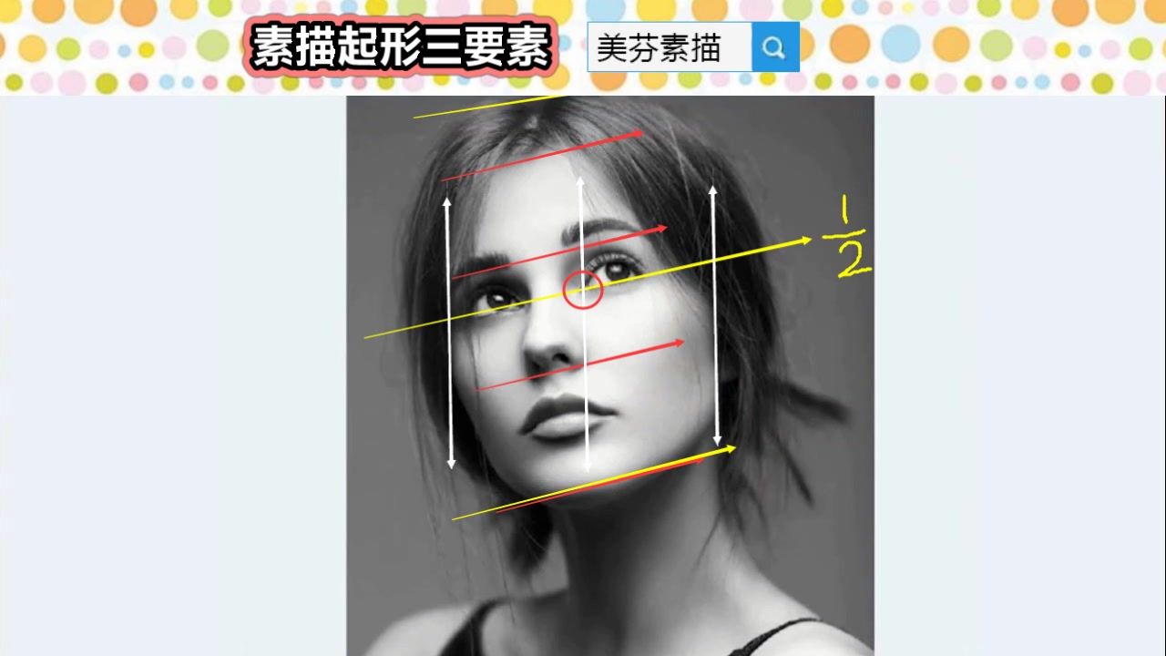 人像素描入门教程:以漂亮女孩头像为例,教你画人物脸部比例、透视的...