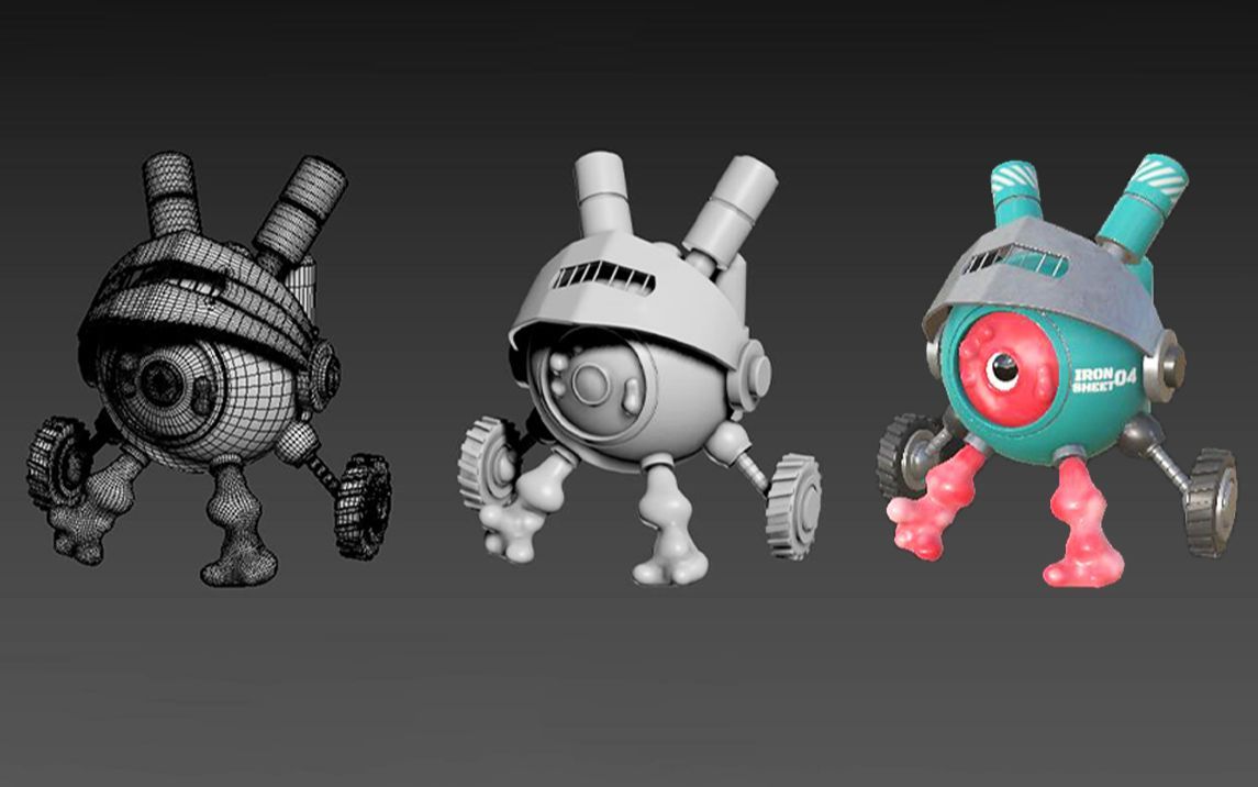 【3Dmax建模】卡通机器人制作,从模型到UV到SP材质全流程讲解