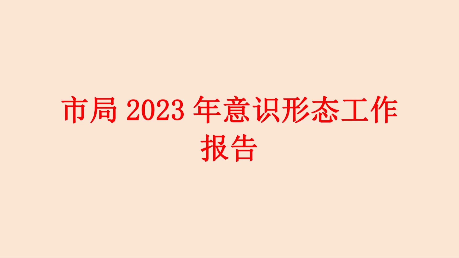 市局2023年意识形态工作 报告