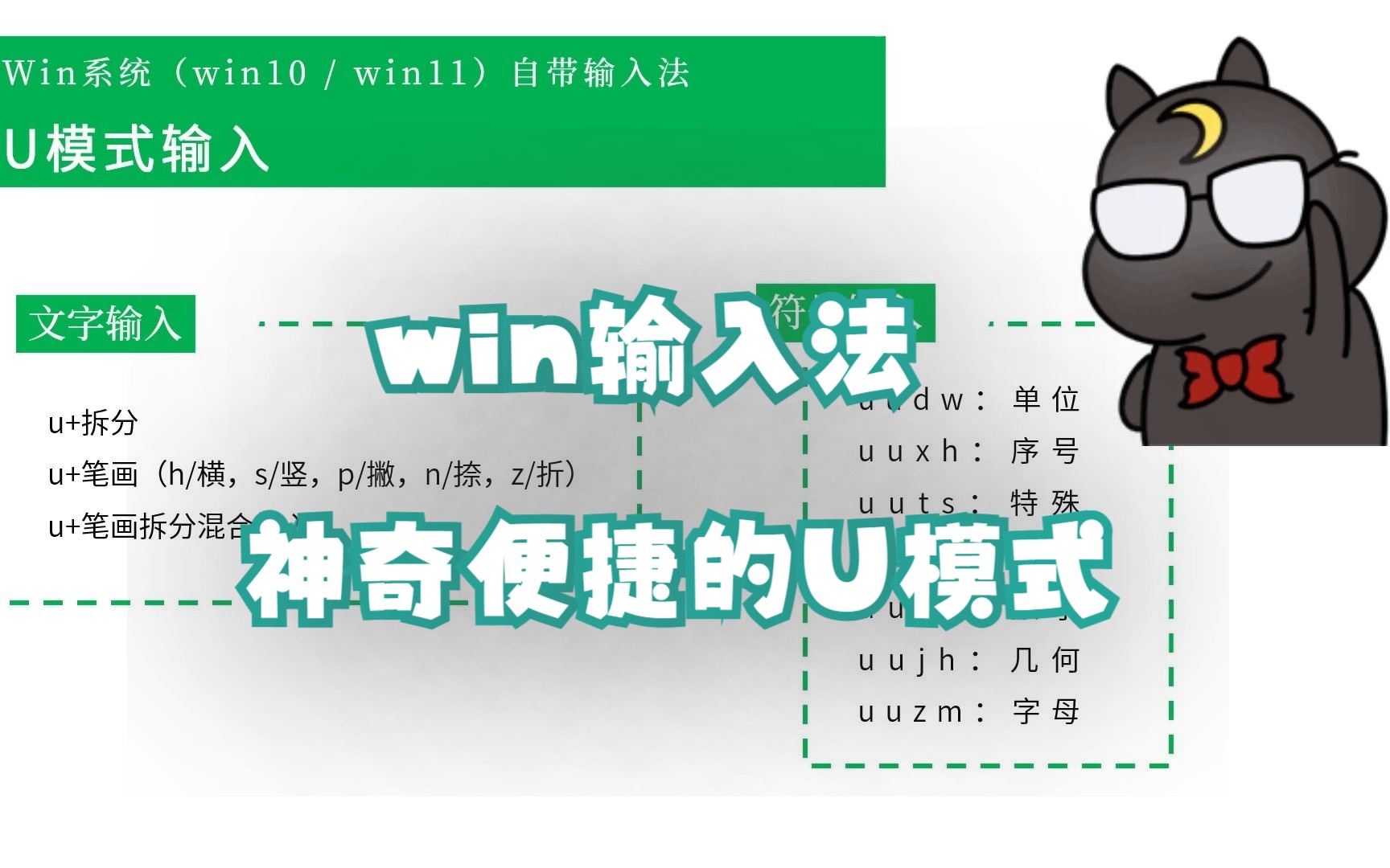 【神奇便捷的U模式】教你如何用win输入法一键打出不会读的字和不好...