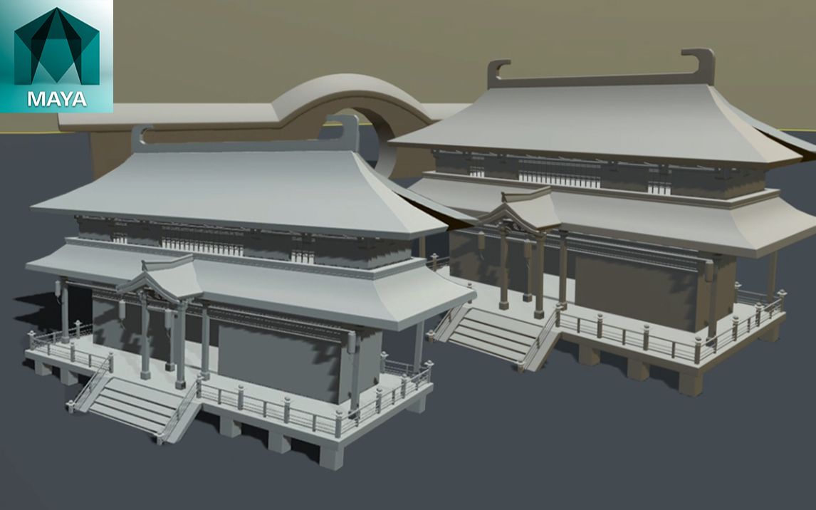 ...建模,宫殿基础模型制作,maya零基础入门古代建筑模型建模思路讲解