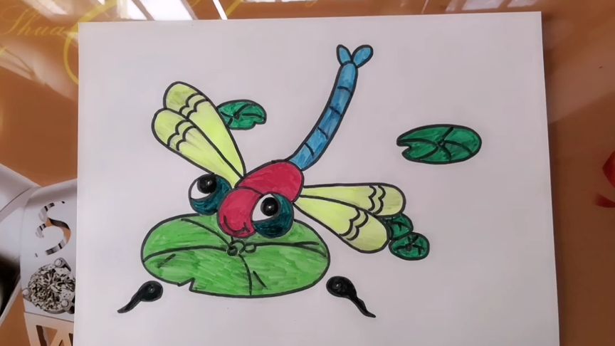 不能出去踏青,那就和小朋友画些春天的故事吧,简笔画小蜻蜓