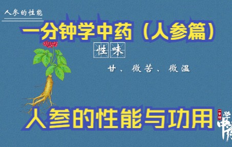 人参具备哪些性质,又有哪些功用?且听中药学教授详细讲解