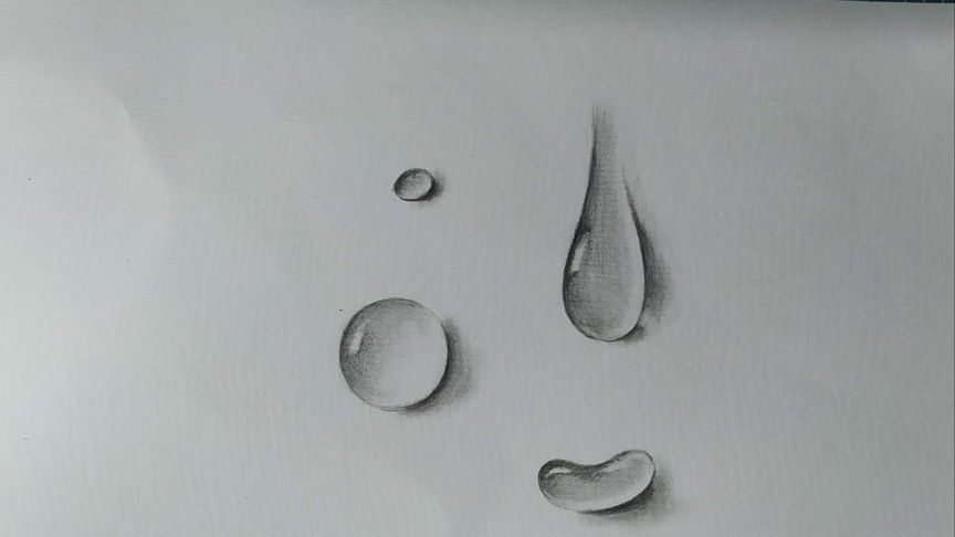 美术老师教你五分钟教你画立体小水滴,简单易学,妈妈说太逼真了