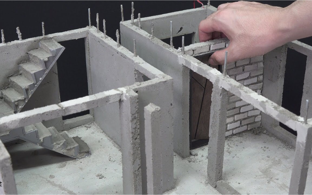 如何制作超棒的混泥土小房子模型 — (3)砌砖和楼梯