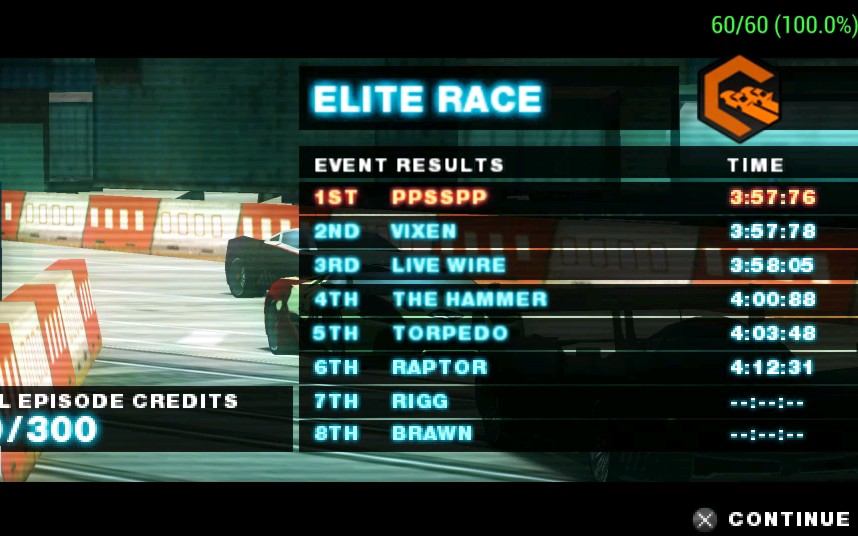 【PPSSPP/60帧】争分夺秒60帧运行效果