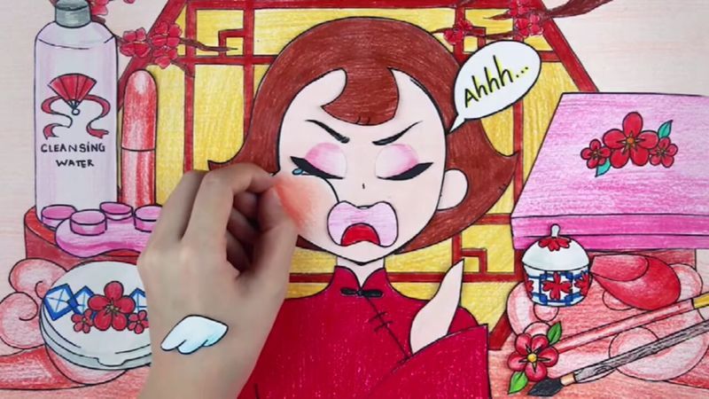 定格动画系列:小美进行妆容大改造,成功改造成中国风!