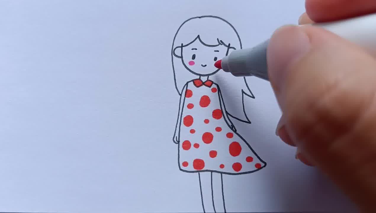 小姑娘简笔画教程,儿童亲子简笔画