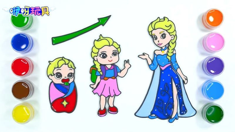 儿童简笔画:创意绘画从婴儿时期到美丽的公主全过程,简直太棒了