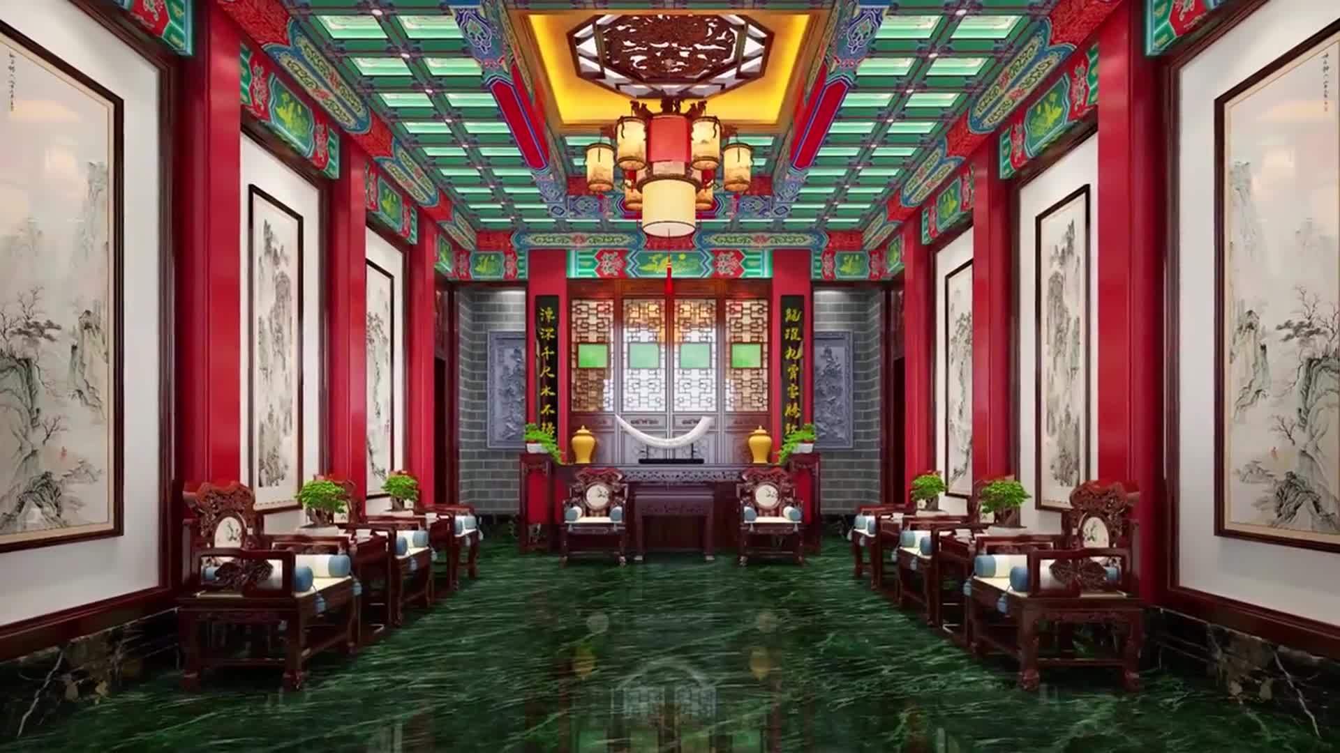 中式会所酒店会客中堂装修设计,有气有势隐居心灵