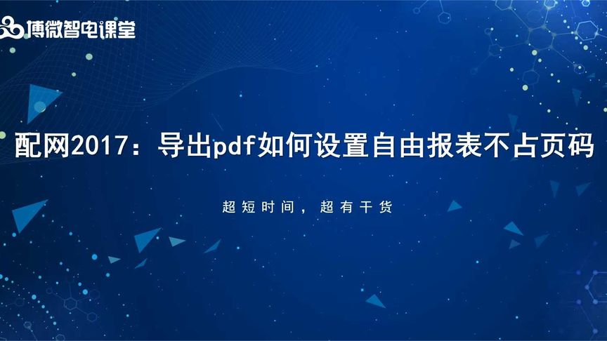 配网 丨 导出pdf自由表不体现页码