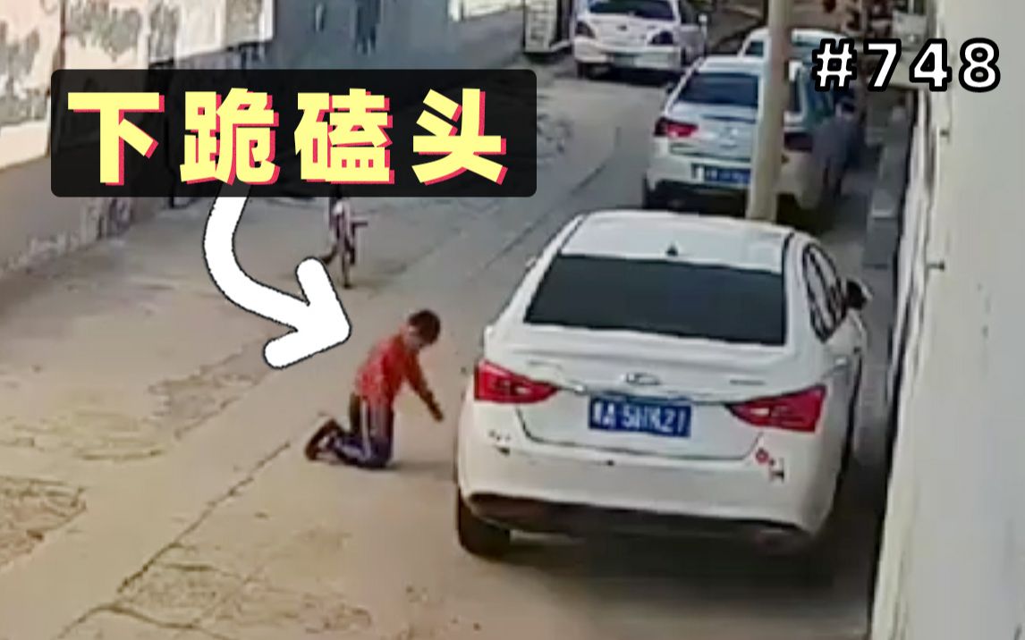 男孩骑自行车撞上汽车,当场下跪磕头!车主:不用赔了!【748期】
