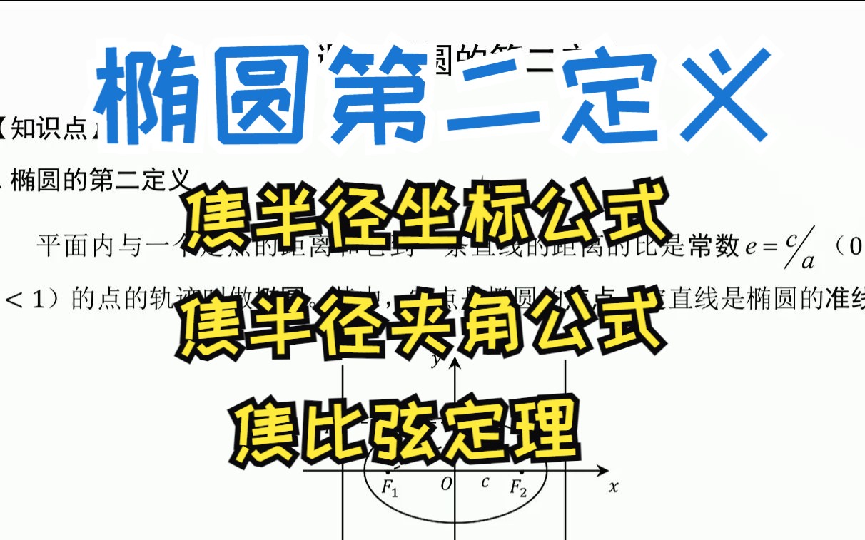 【高中数学】椭圆第二定义相关公式的推导与应用