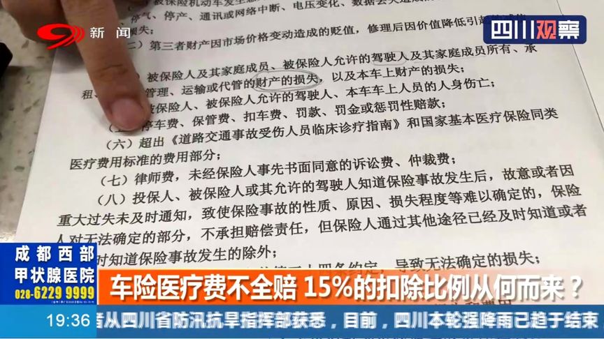 成都:车险医疗费不全赔 合同没约定 15%的扣除比例又从何而来?
