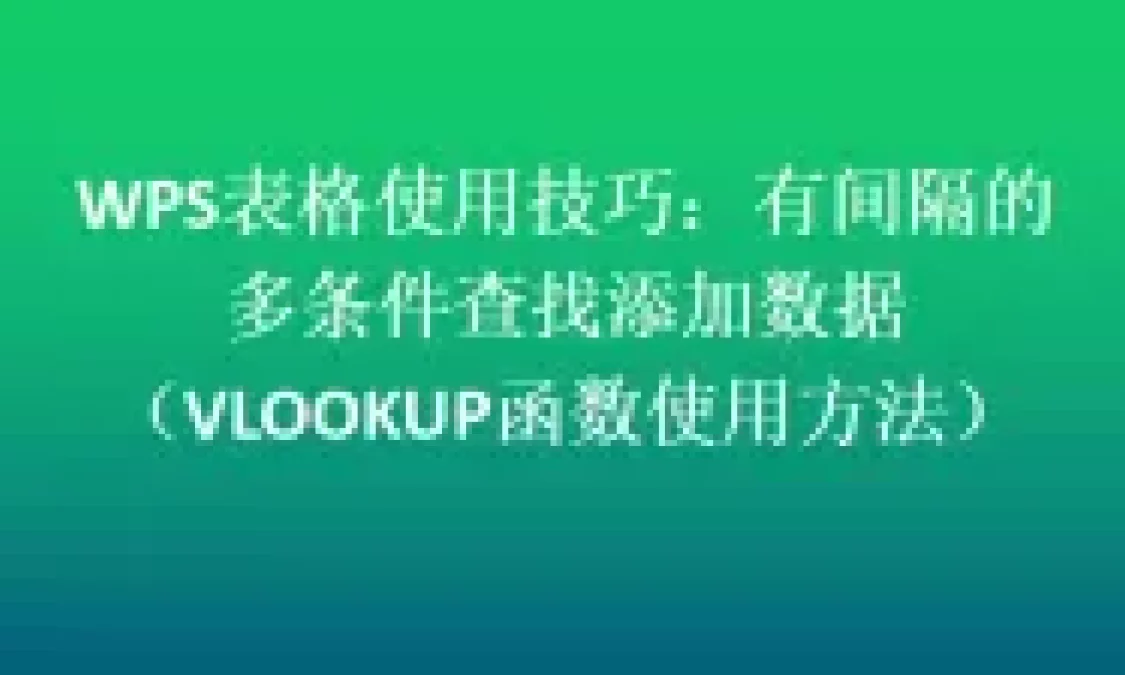 WPS表格使用技巧: 有间隔的多条件查找添加数据(VLOOKUP函数使用...