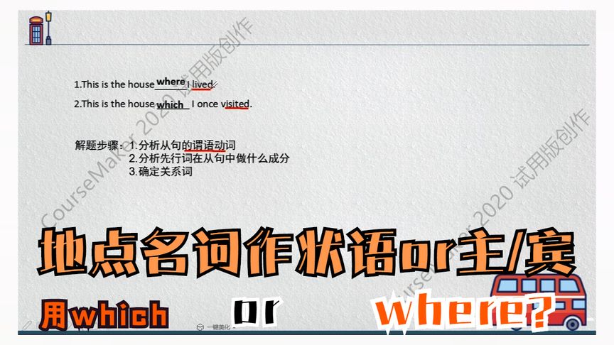 定语从句的先行词为“地点名词”时,关系词用which还是where?