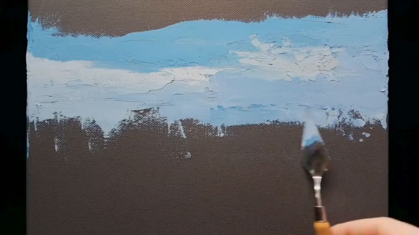 用刮刀画一幅美丽的色彩风景,绘画过程学习