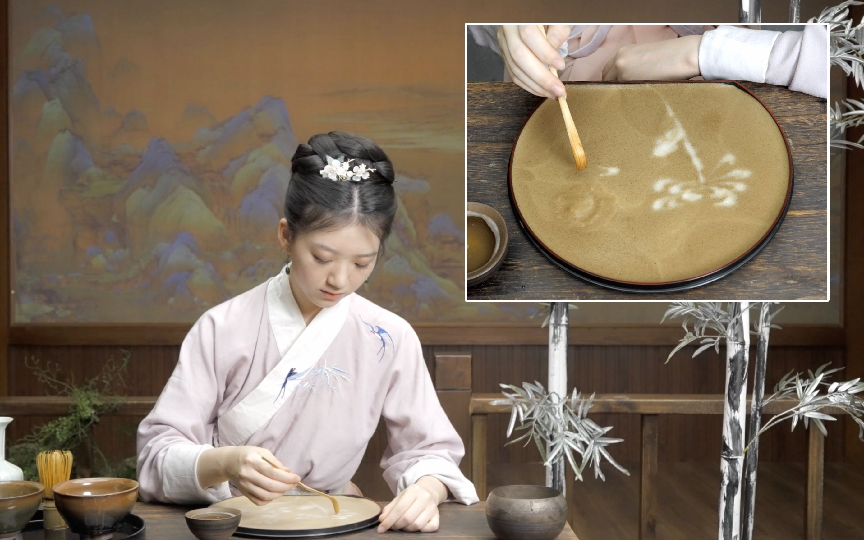 茶百戏绘画全过程来啦 复原梦华录中图案