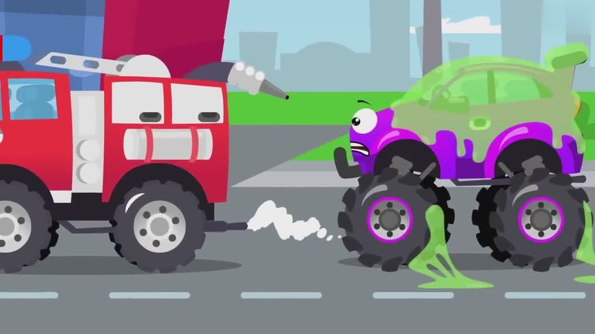 消防队!消防车绘画技巧-消防局卡通儿童