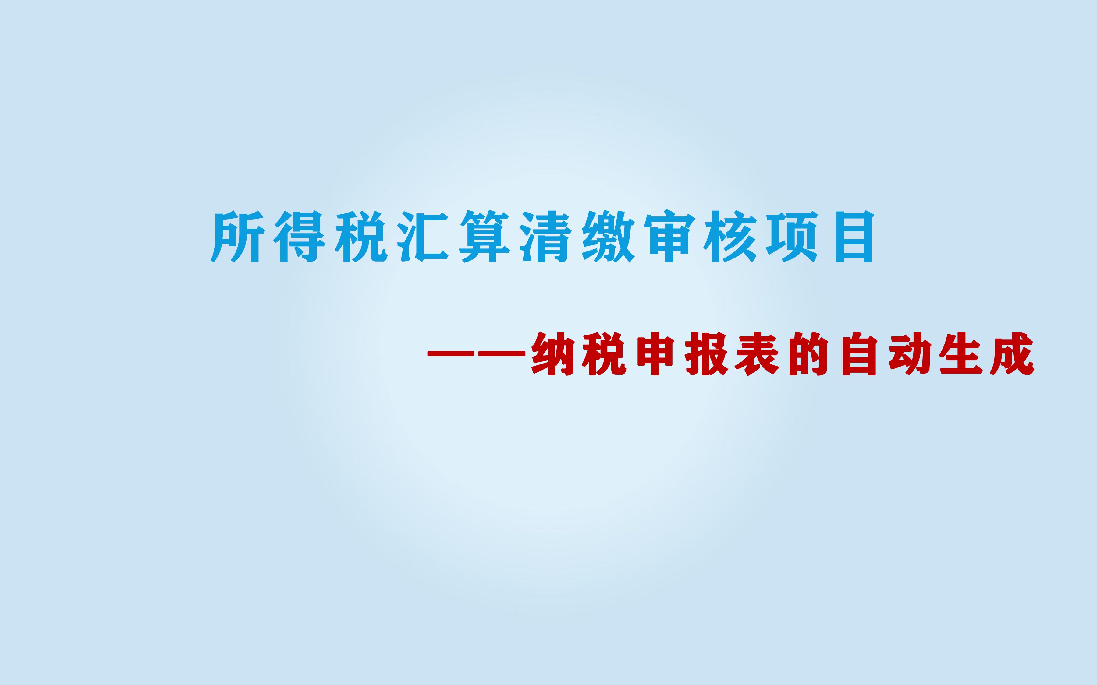 所得税-纳税申报表的自动生成