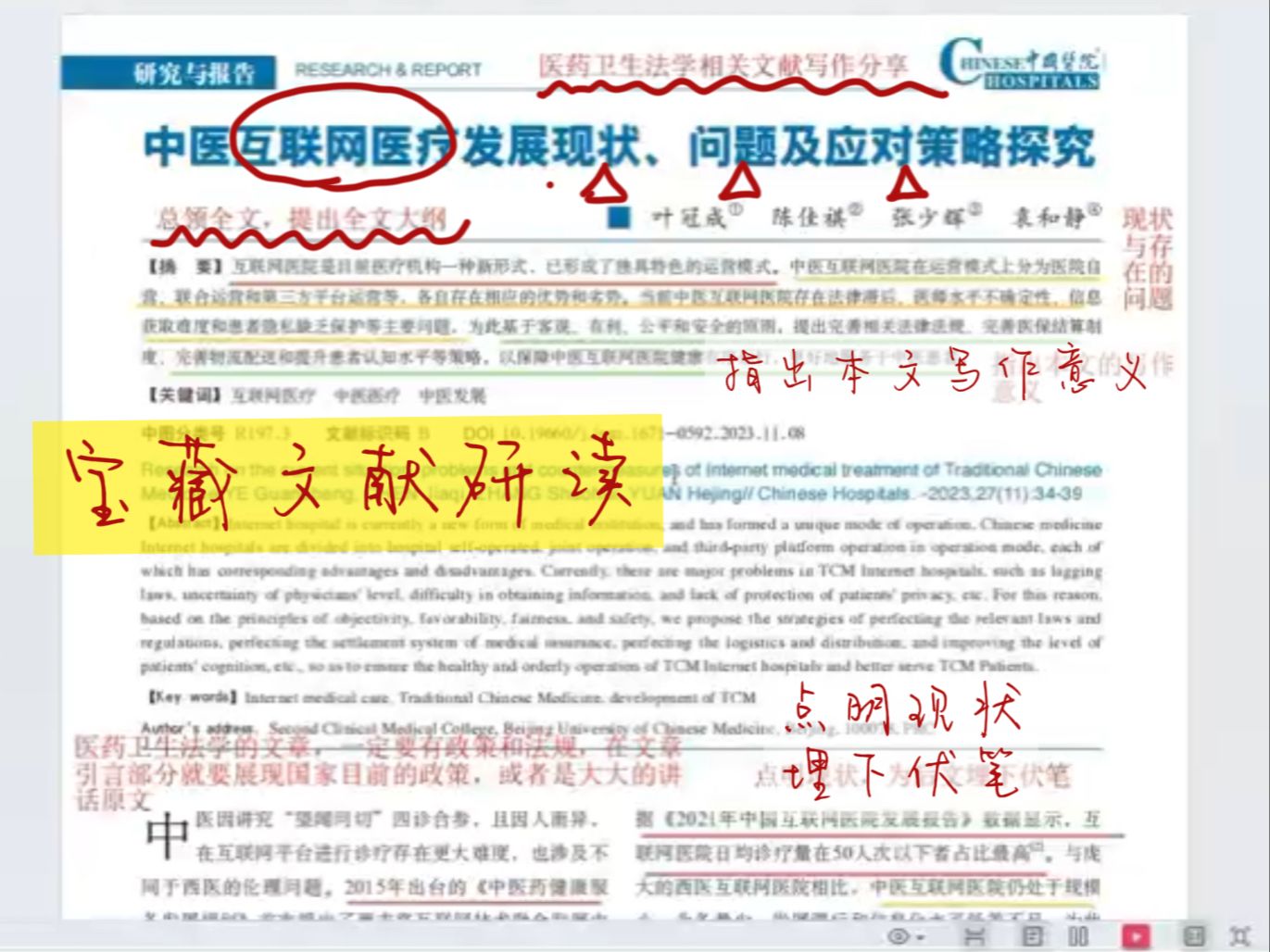 ...互联网医疗发展现状问题及应对政策/医药卫生法学相关文献写作及分享