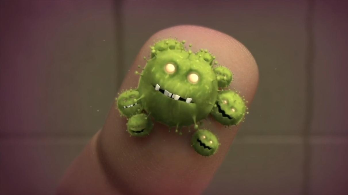 动画短片:小伙可以看见手上细菌,竟然在对.