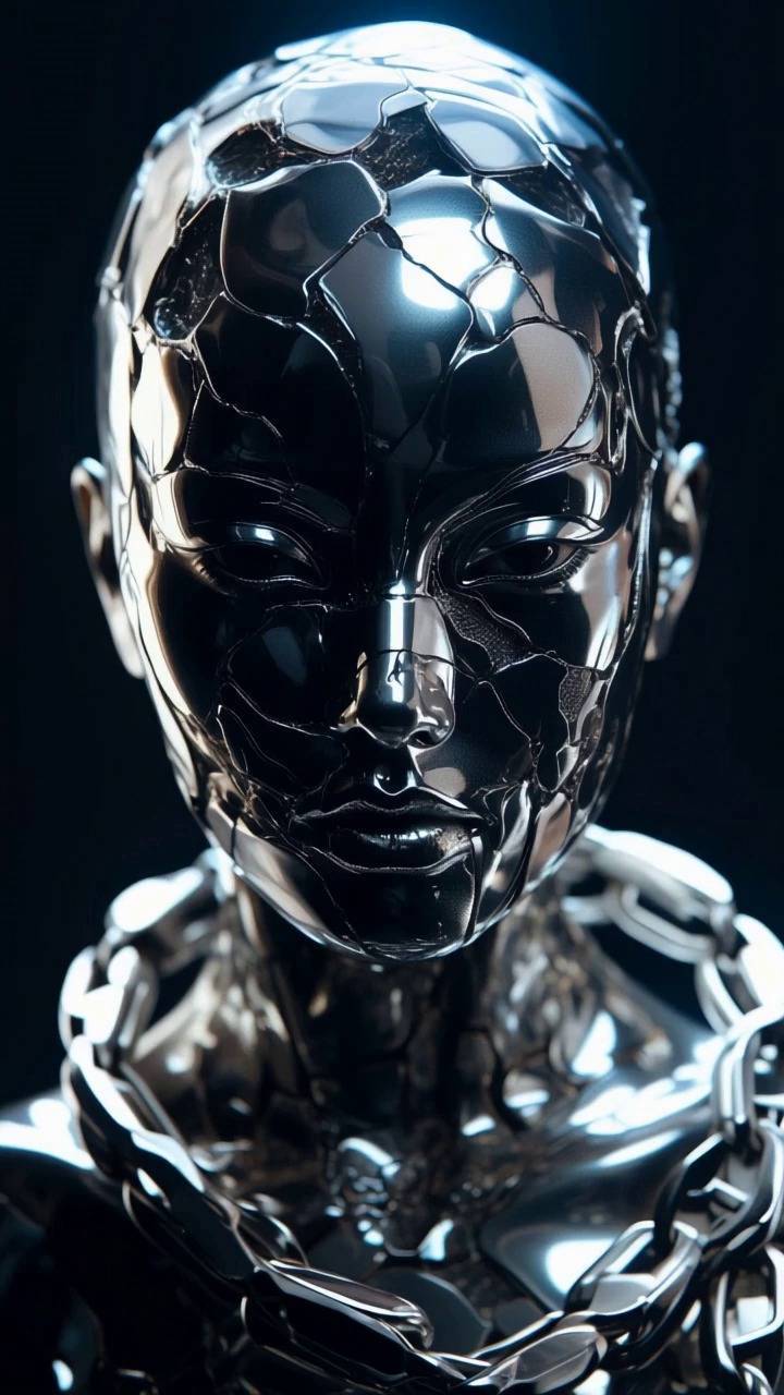 ...霓虹光效,科幻城市背景,半透明机械结构,悬浮粒子环绕,未来科技感十足