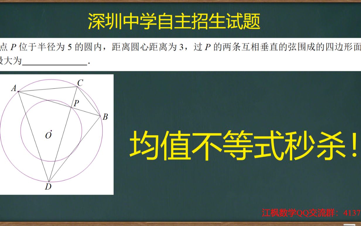 深圳中学数理实验班自主招生试题,求面积最值,均值不等式秒杀!