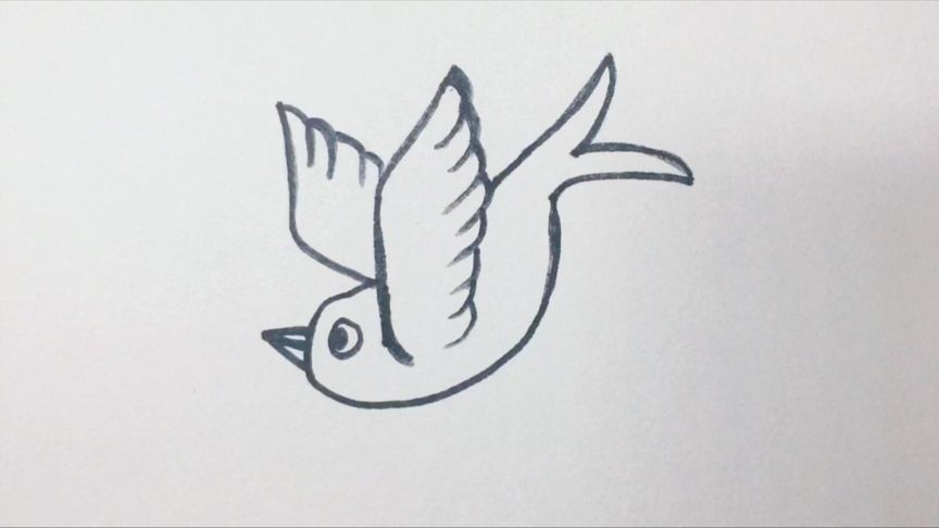 美术绘画教程,简笔画教你画飞翔的燕子,简单,一看就会
